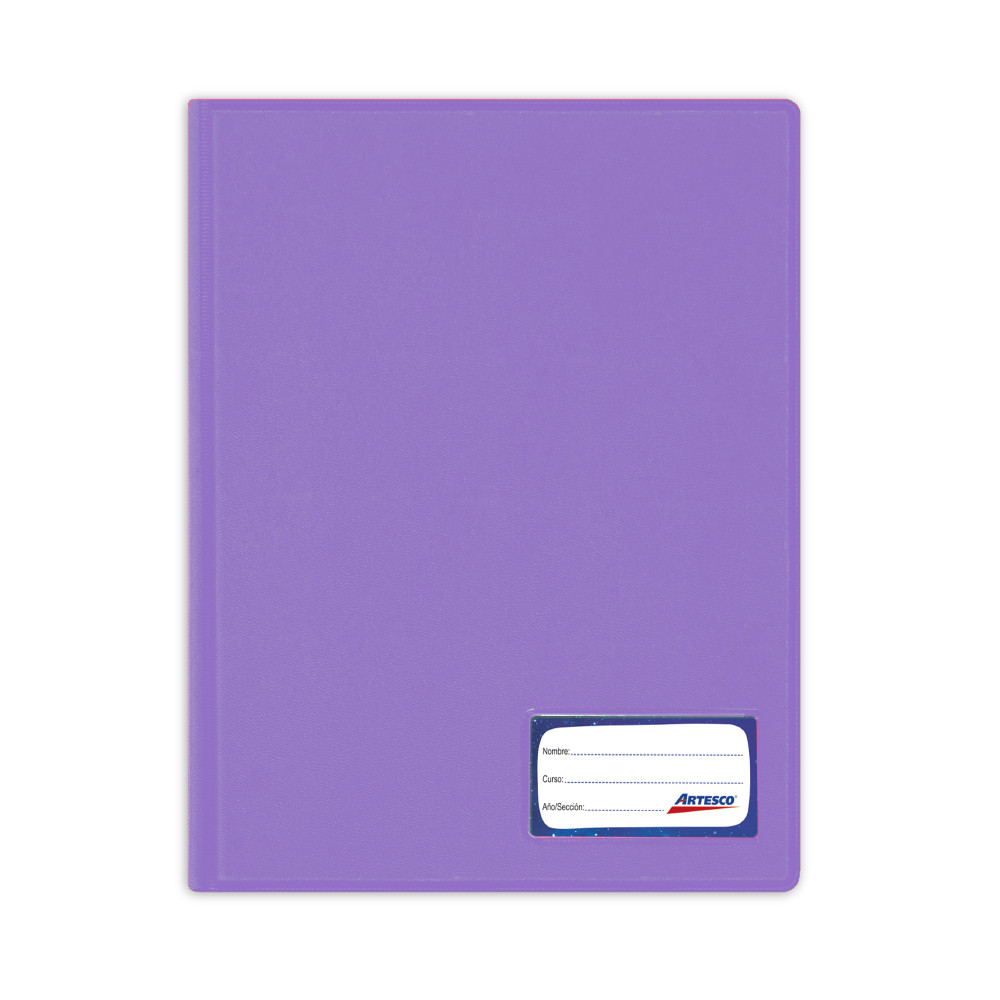 Folder doble tapa oficio con gusano lila Artesco - Dimerc.pe